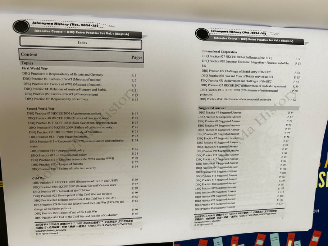 2025 DSE 最新 Johnny Ma History Extra Practice Set Vol.1 theme B (English), 興趣及遊戲, 書本 & 文具, 教科書 ...