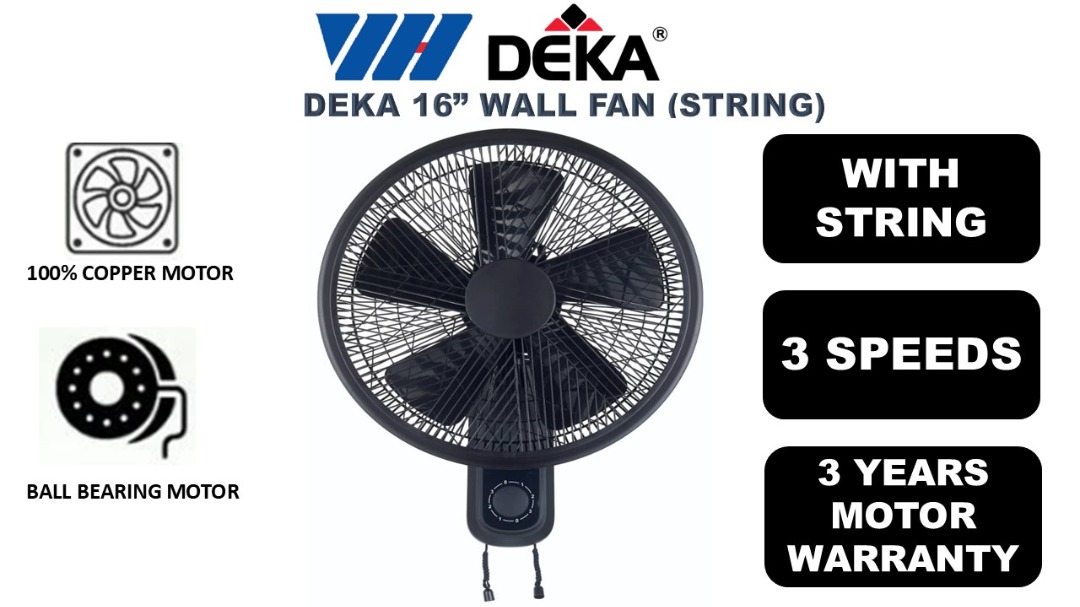 [NEW] Deka 16" Wall Fan with 3 Speeds + 3 Years Motor Warranty, TV ...