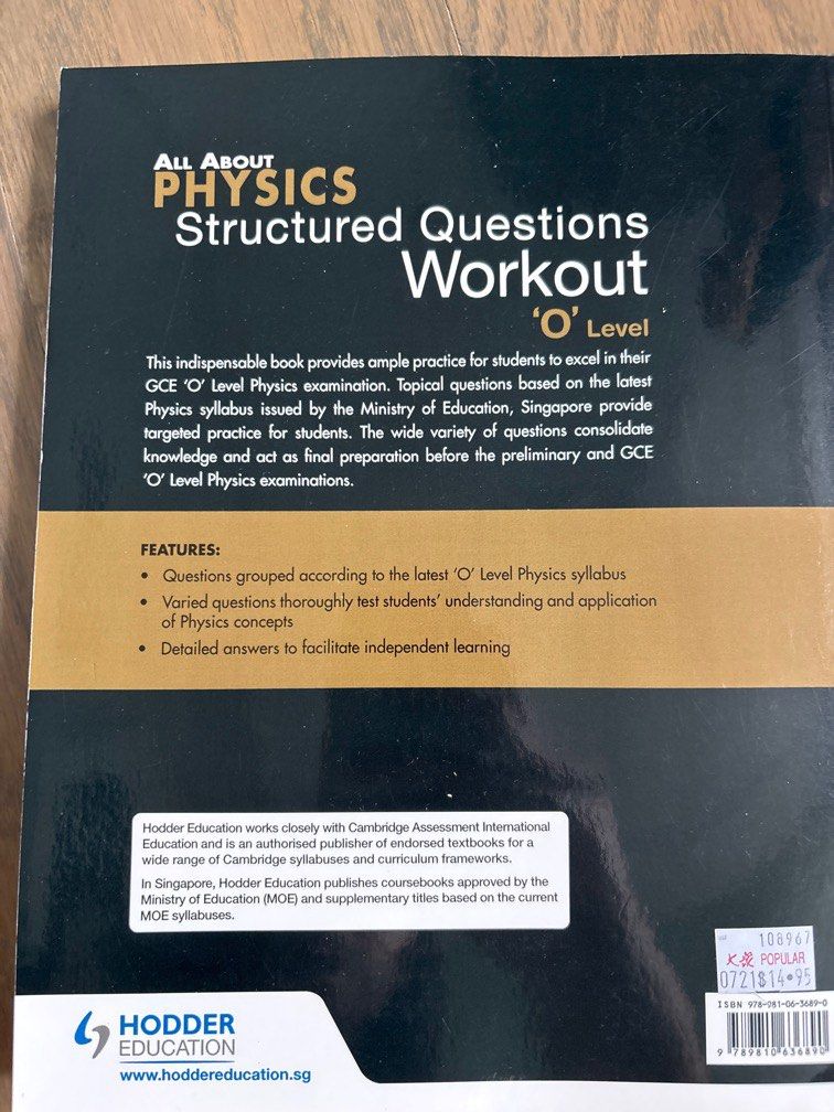 O Levels Pure Physics Structured Questions Assessment book, Hobbies ...