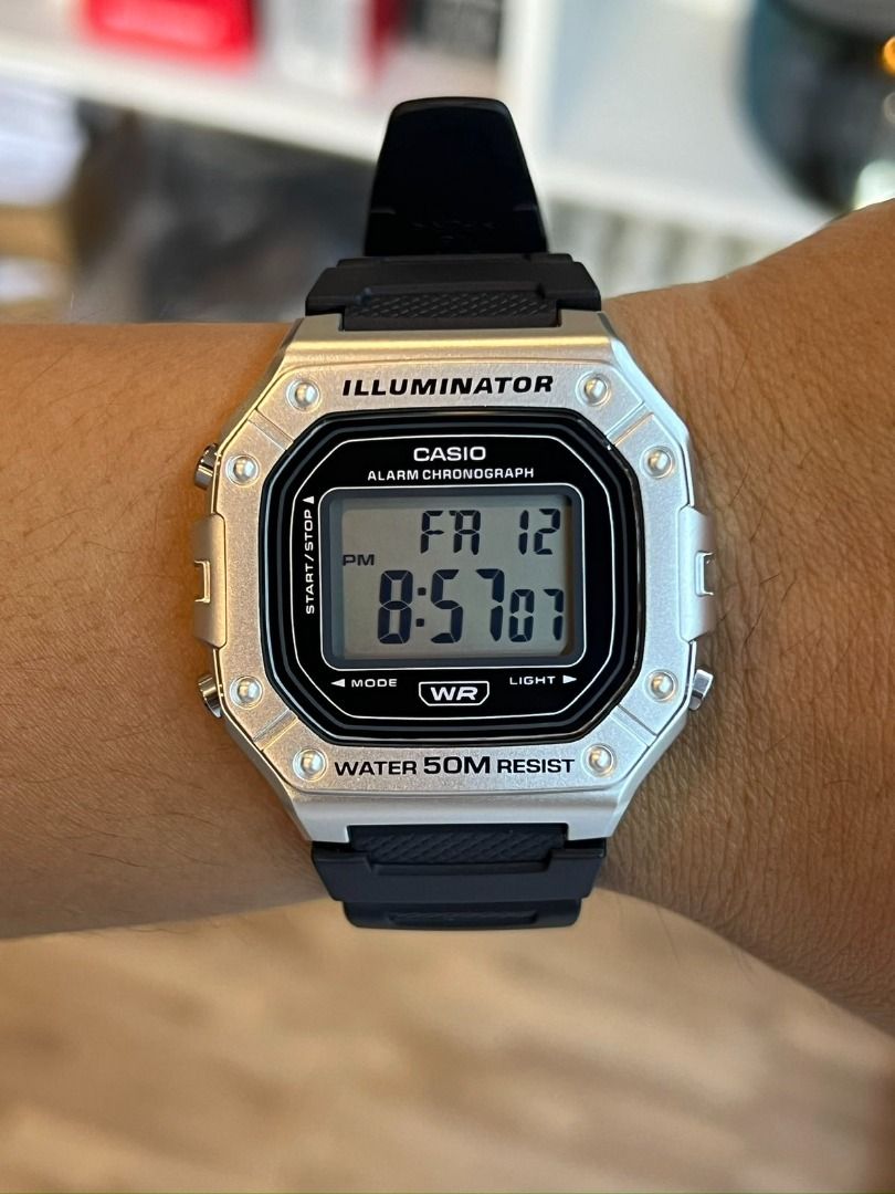ORIGINAL CASIO Digital Silver Resin Band Unisex Watch W-218HM-7A on ...