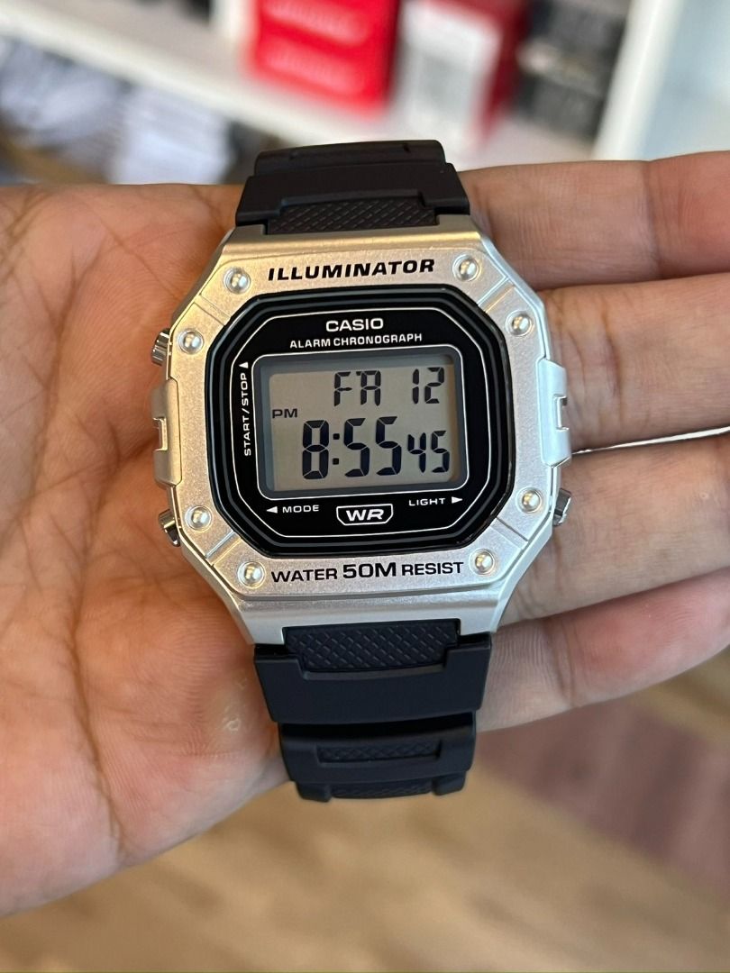 ORIGINAL CASIO Digital Silver Resin Band Unisex Watch W-218HM-7A ...