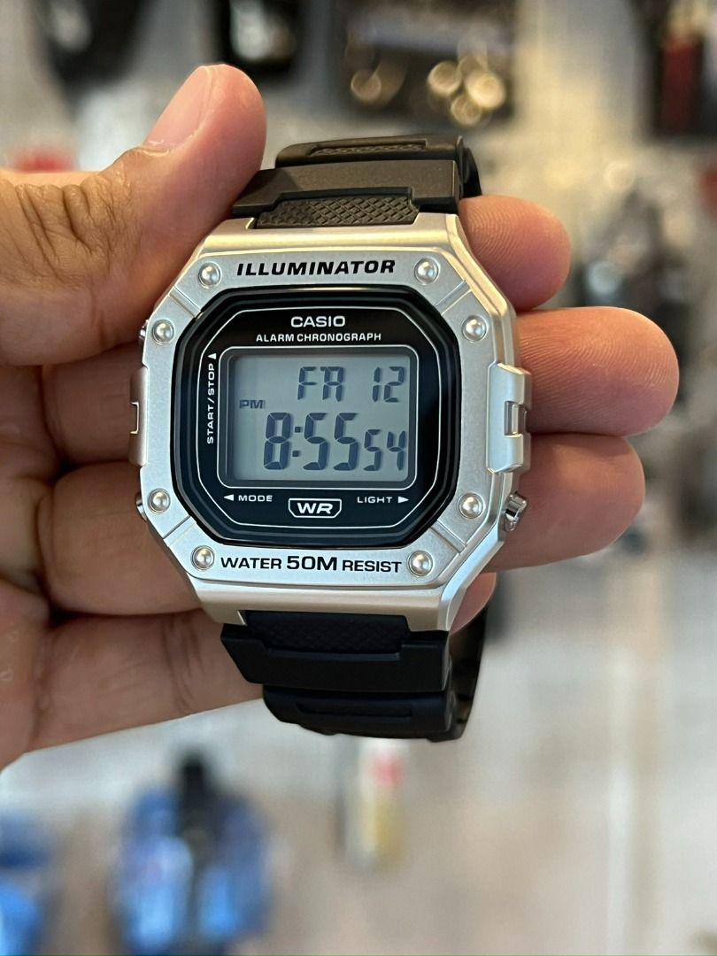 ORIGINAL CASIO Digital Silver Resin Band Unisex Watch W-218HM-7A ...