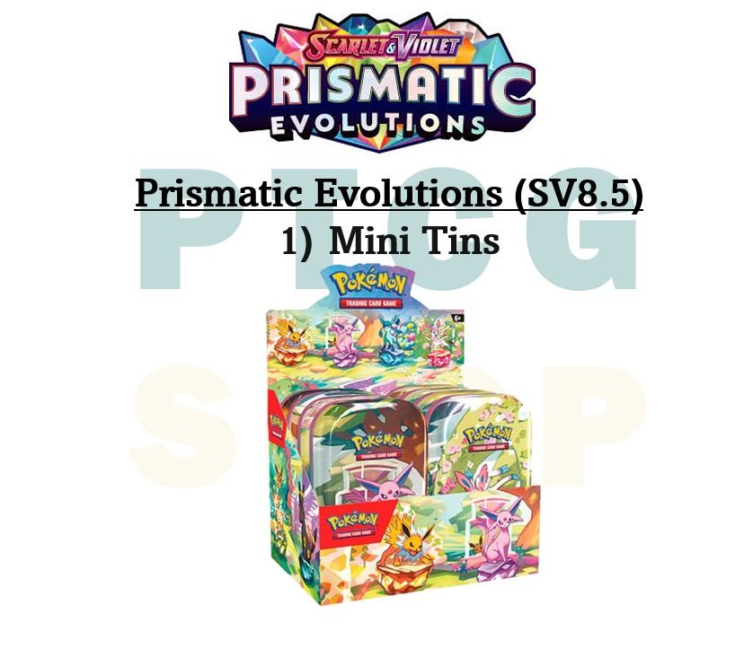 (PO) Prismatic Evolutions (SV8.5) Mini Tins - Pokemon TCG, Hobbies ...