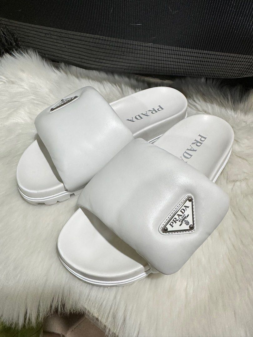 white prada sliders
