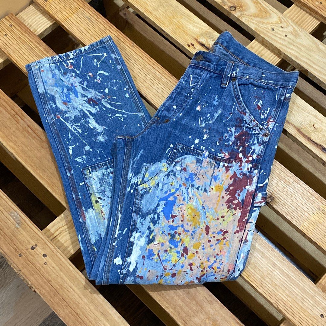 Ralph Lauren Denim Supply Paint Splattered Double Knee Button-Fly Pants ...