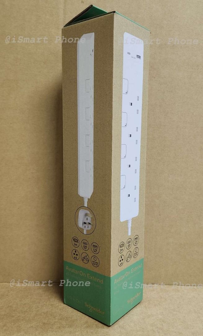 SCHNEIDER AvatarOn Extend 13A 4 Gang Individual Switched 13A 四位獨立開關安全拖板 ...