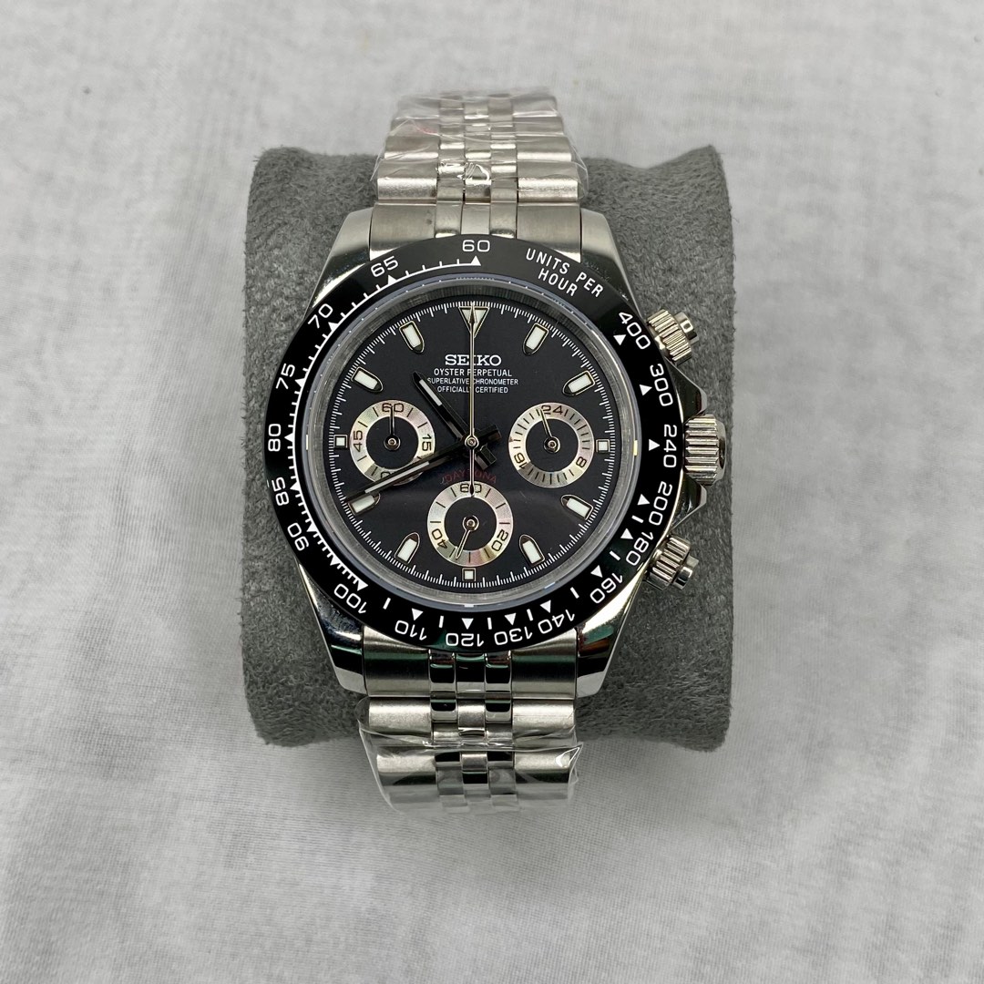 Seiko mod daytona panda diap vk63 meca quartz jubile strap, Barang ...