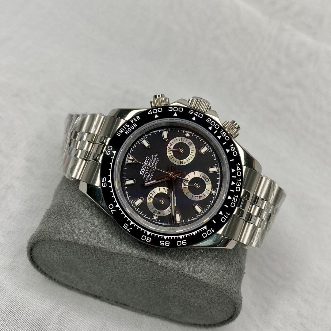 Seiko mod daytona panda diap vk63 meca quartz jubile strap, Barang ...