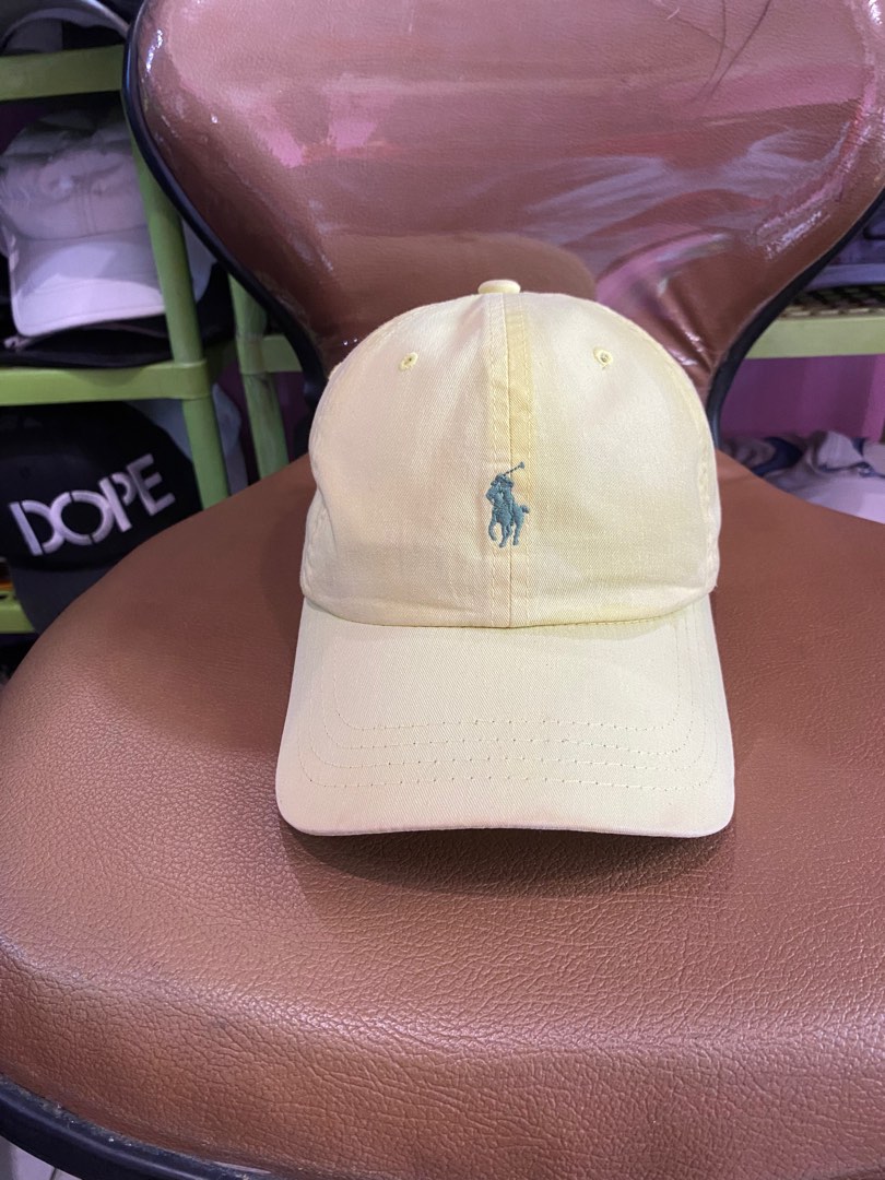 Topi polo original kuning logo kuda kecil, Fesyen Pria, Aksesoris, Topi ...