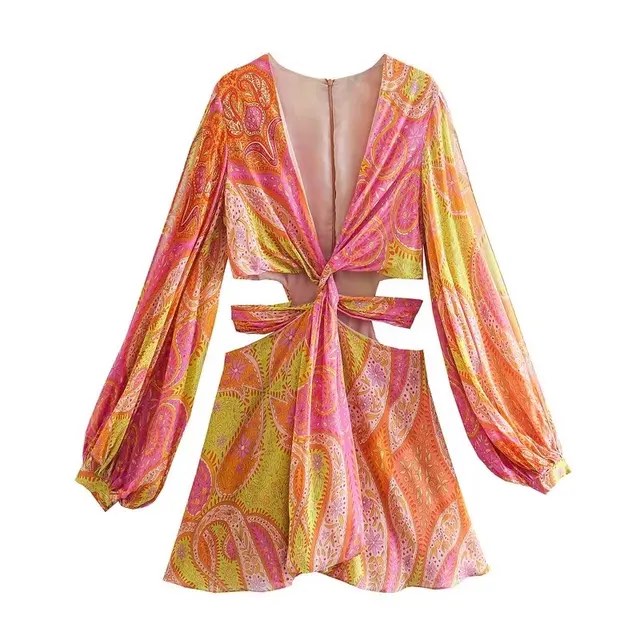 Zara Indefeir Pink Orange Cut Out Dress, Women's Fashion, Dresses ...