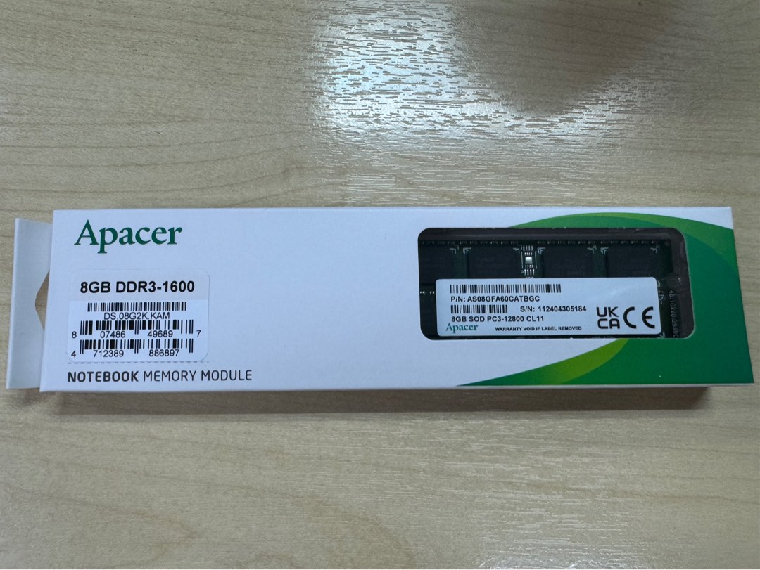 Apacer 8GB RAM DDR3 1600Mhz for Laptop, Computers & Tech, Parts ...