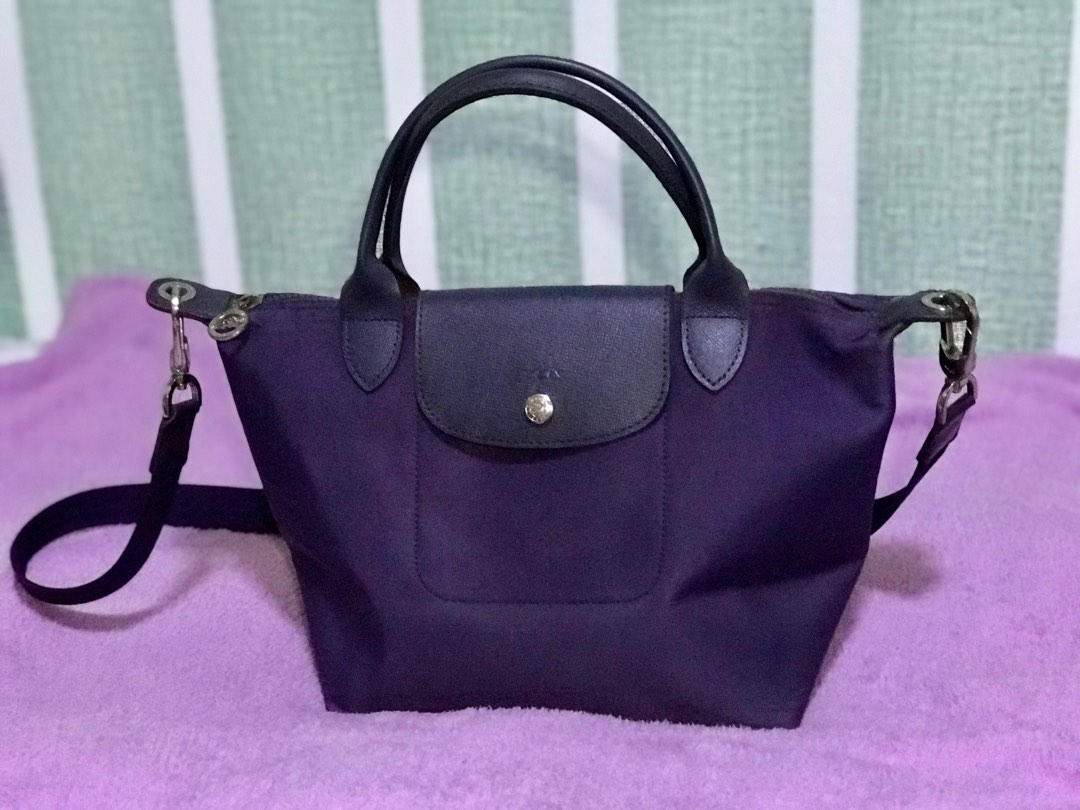 Authentic Purple Longchamp Le Pliage Neo Small, Luxury, Bags & Wallets ...