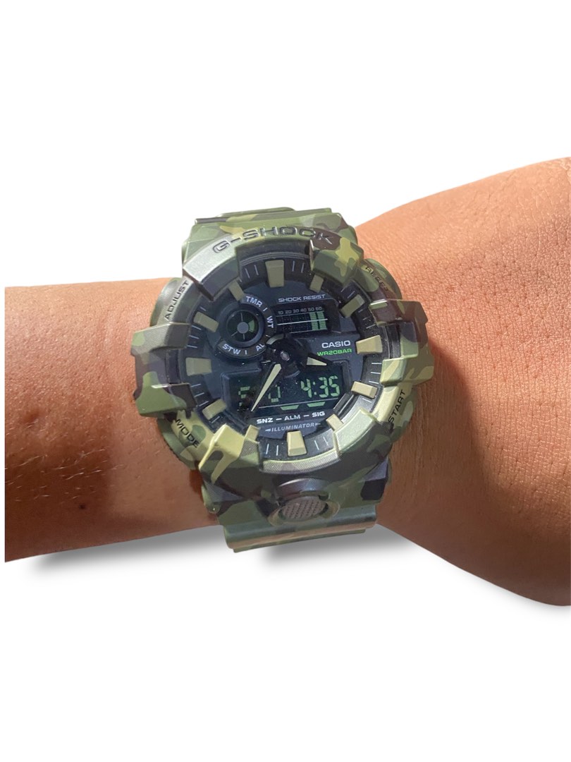 Casio G-Shock Green Camouflage Mens Analogue/Digital Watch GA700CM-3A ...