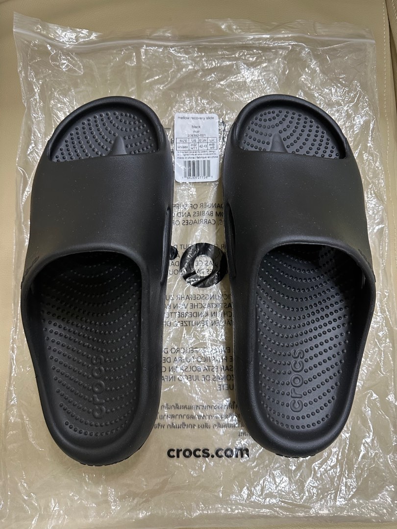 Crocs Mellow Slide (Black US M9/W11) 100% Authentic, Men's Fashion ...