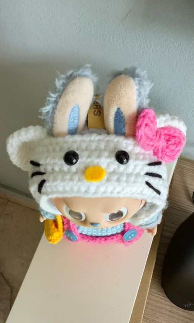 Customised handmade Labubu Crochet Cloth - Hello Kitty costume, Hobbies ...