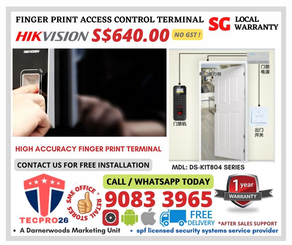 DOOR ACCESS CONTROL HIKVISION (100% AUTHENTIC) FINGERPRINT CARD ...