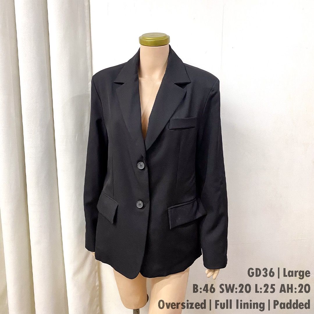 GD36 - Large - Black premium Korean oversized coat/boyfriend blazer ...