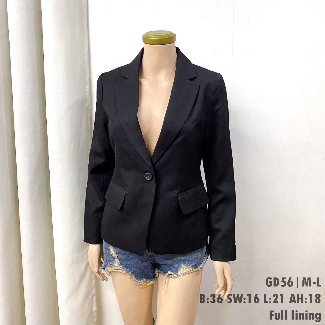 GD56 - M-L - Black premium Korean structured coat/blazer, Women's ...
