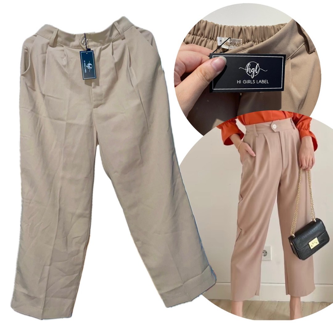 Hi Girls Label NEW Eloise Pants in Tan, Fesyen Wanita, Pakaian Wanita, Bawahan di Carousell