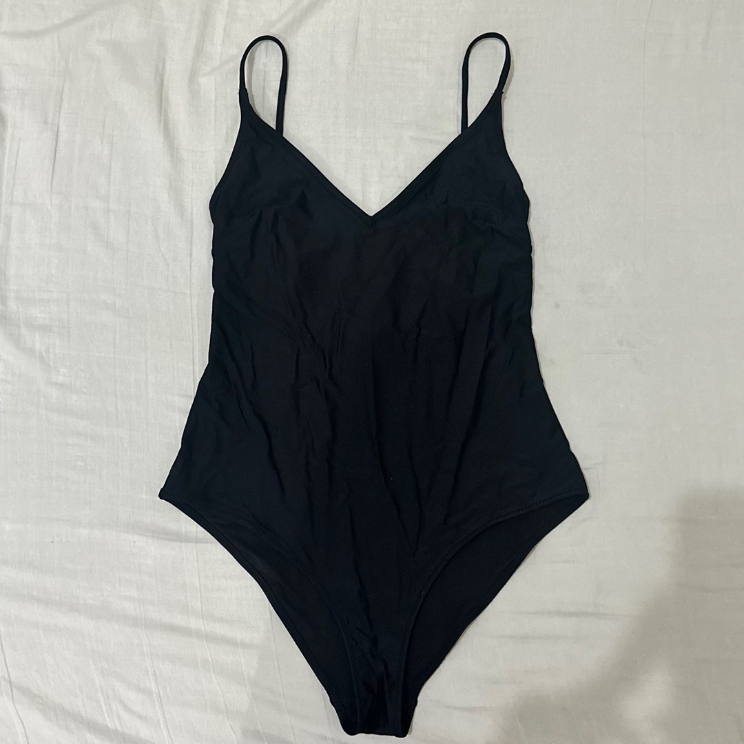 H&M Black Backless One Piece Swimsuit, Women's Fashion, Swimwear ...