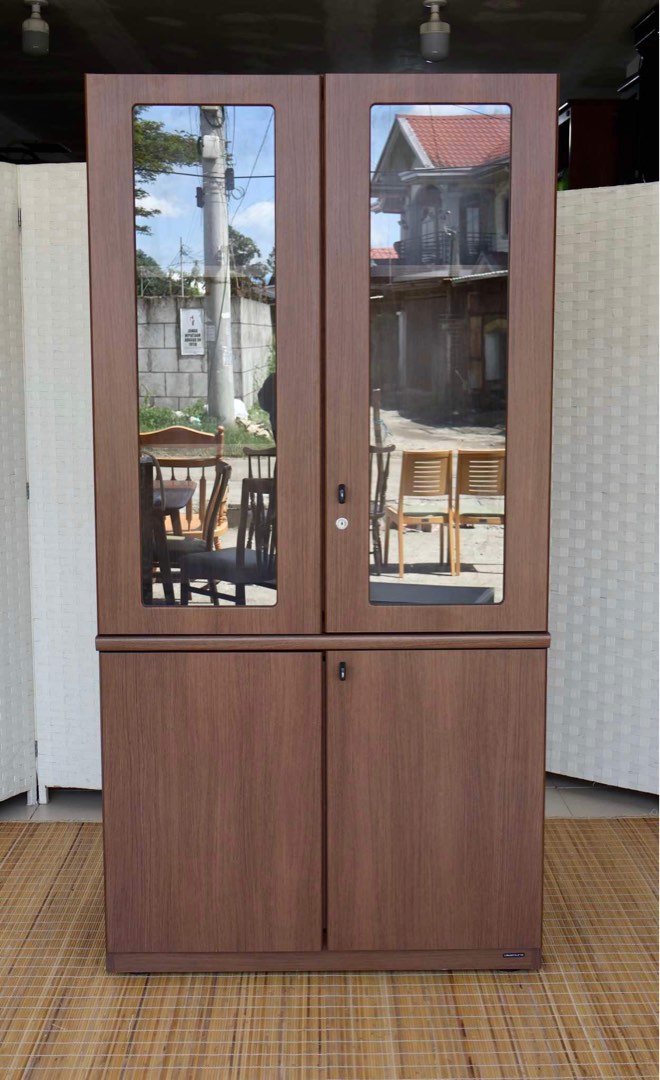 JAPAN SURPLUS FURNITURE DISPLAY/PANTRY "OKAMURA" CABINET 2 GLASS DOORS ...