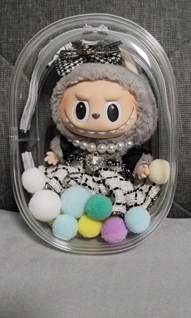 Labubu doll pvc pouch with ball/ labubu doll storage pouch, Hobbies ...