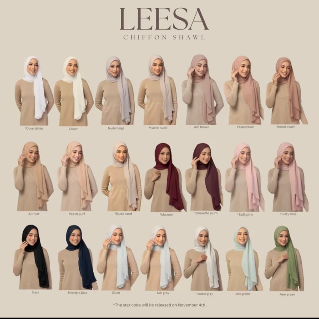 Leesa Chiffon Shawl (code Dusty Rose), Women's Fashion, Muslimah ...