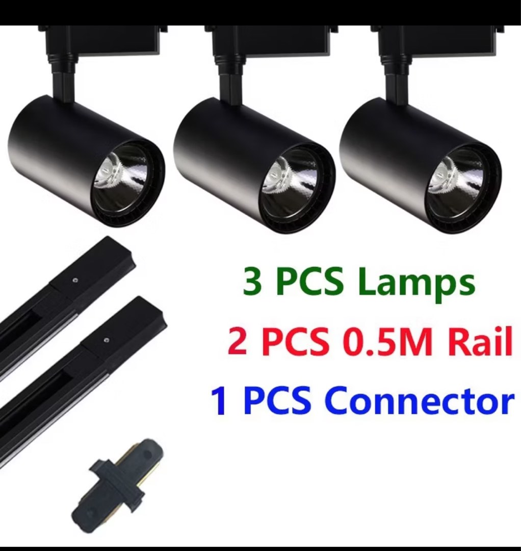 New Black Track Lights, Furniture & Home Living, Lighting & Fans ...