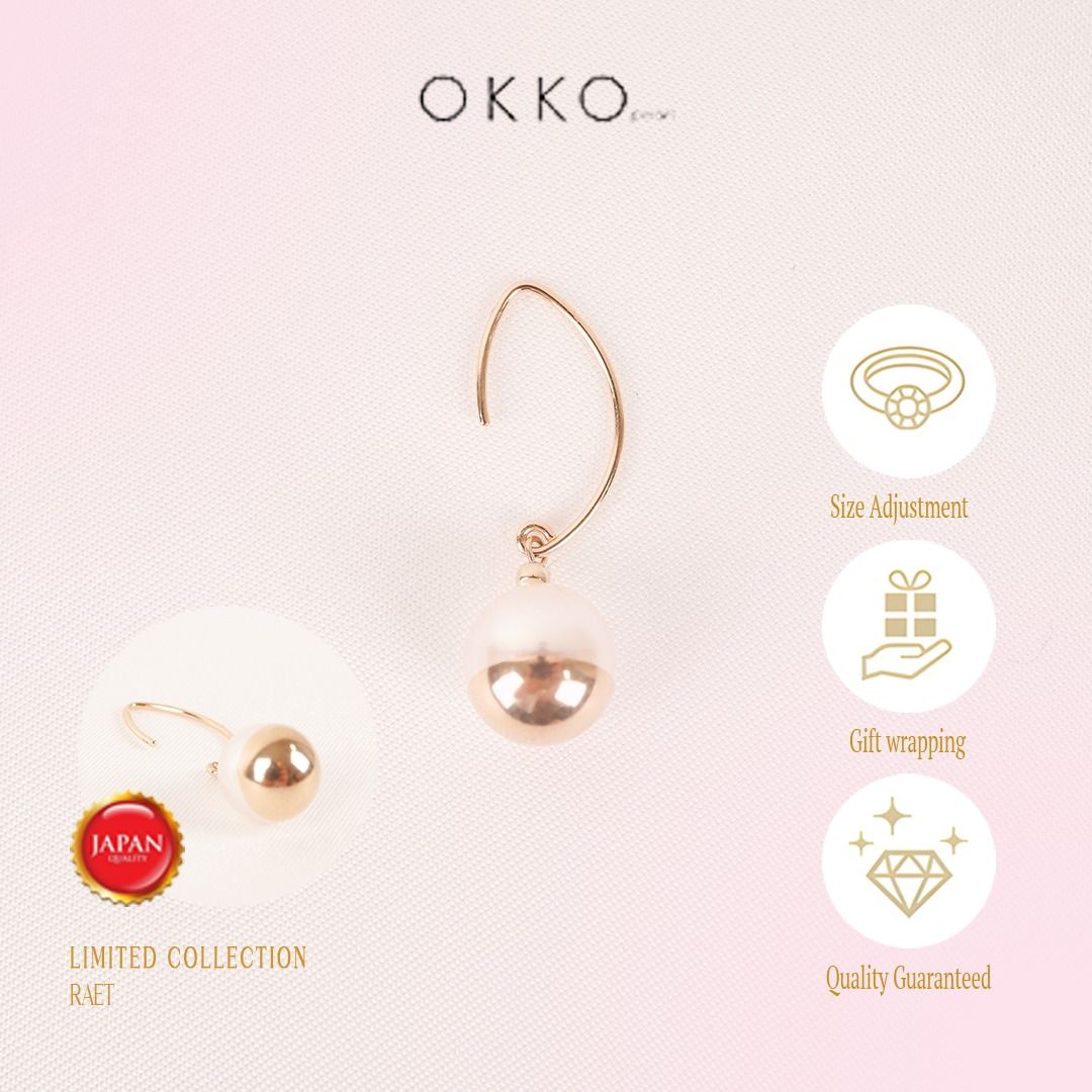 OKKO Seawater Baroque Pearl K10 Gold Earrings - Women Elegant Luxury Small Ear Stud Earring ...