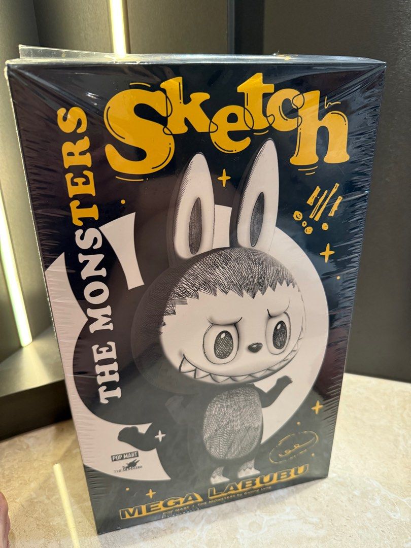 Popmart Mega Labubu Sketch Model Statue Limited Edition 400%, Hobbies ...