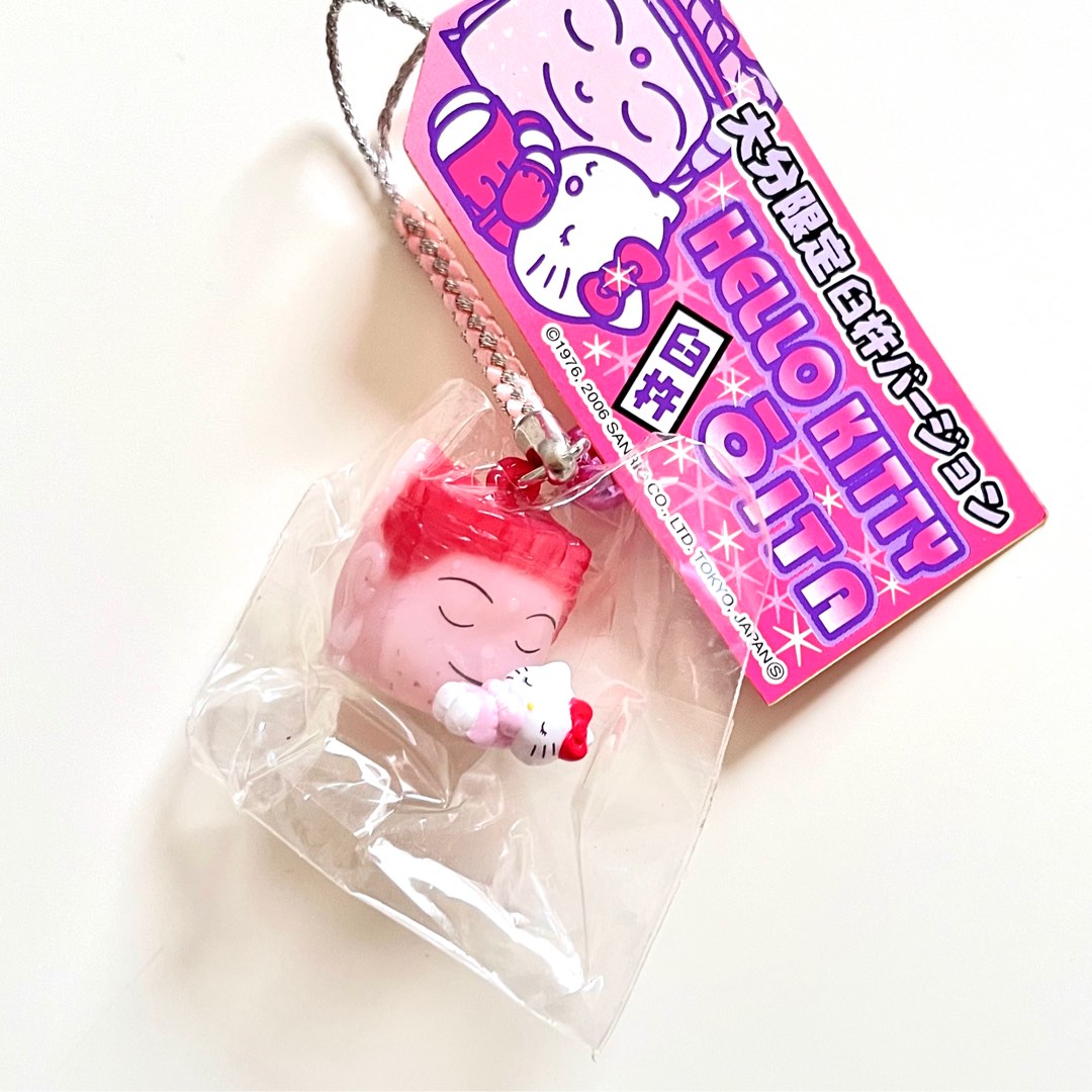 rare pink hello kitty oita buddha gotochi keychain phone bag wallet ...