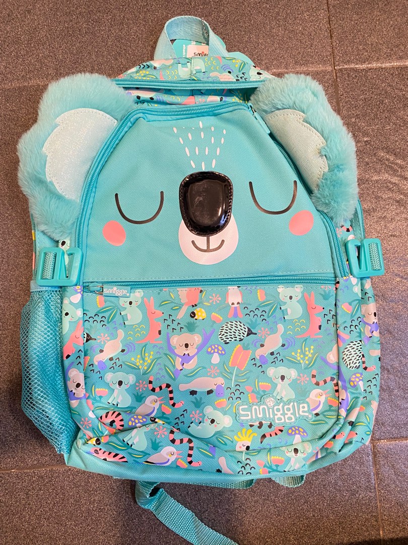 Smiggle Hi There Aqua Snuggly Green Koala Backpack, Fesyen Pria, Tas ...