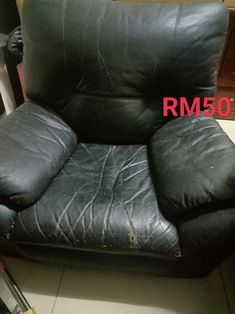 SOFA 1 SEATER PVC, Furniture & Home Living, Furniture, Sofas on Carousell