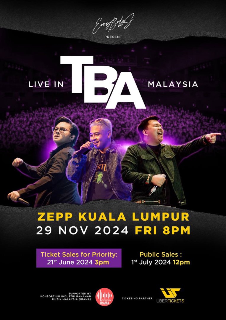 TBA Live in Malaysia, Tickets & Vouchers, Event Tickets on Carousell