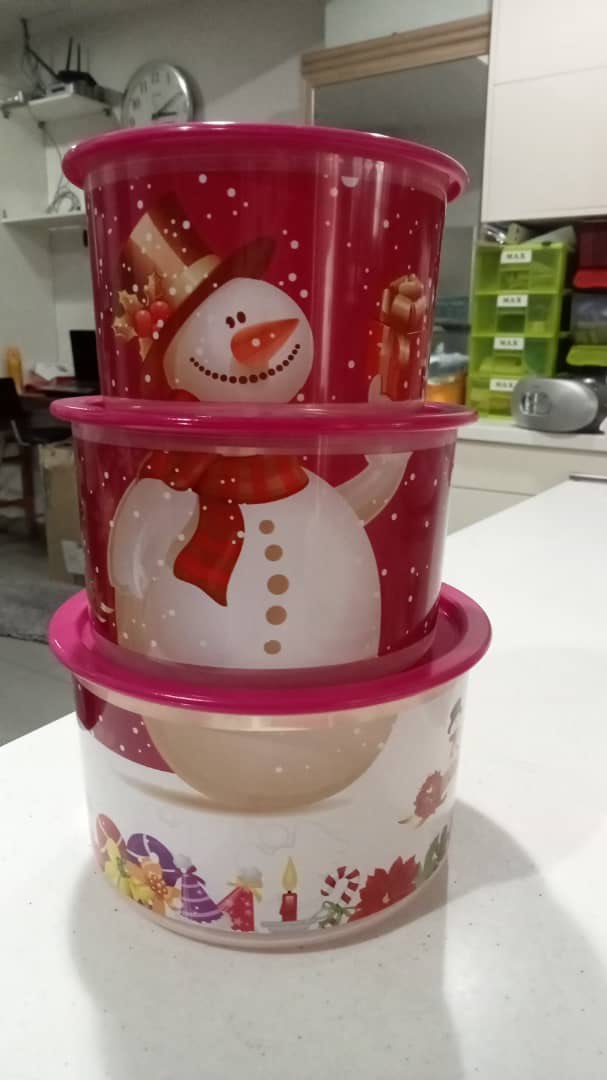 Tupperware Christmas One touch set, Furniture & Home Living ...