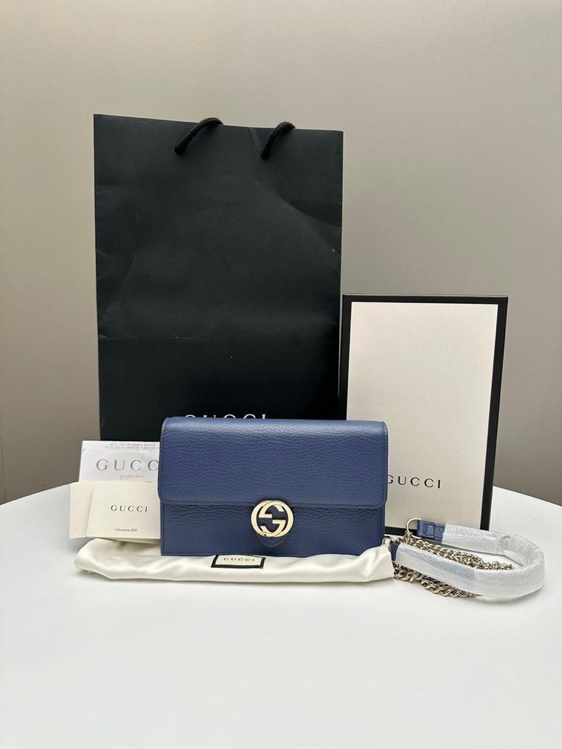 VGC Gucci Interlocking WOC Messenger Chain Blue | Complete set, Barang ...