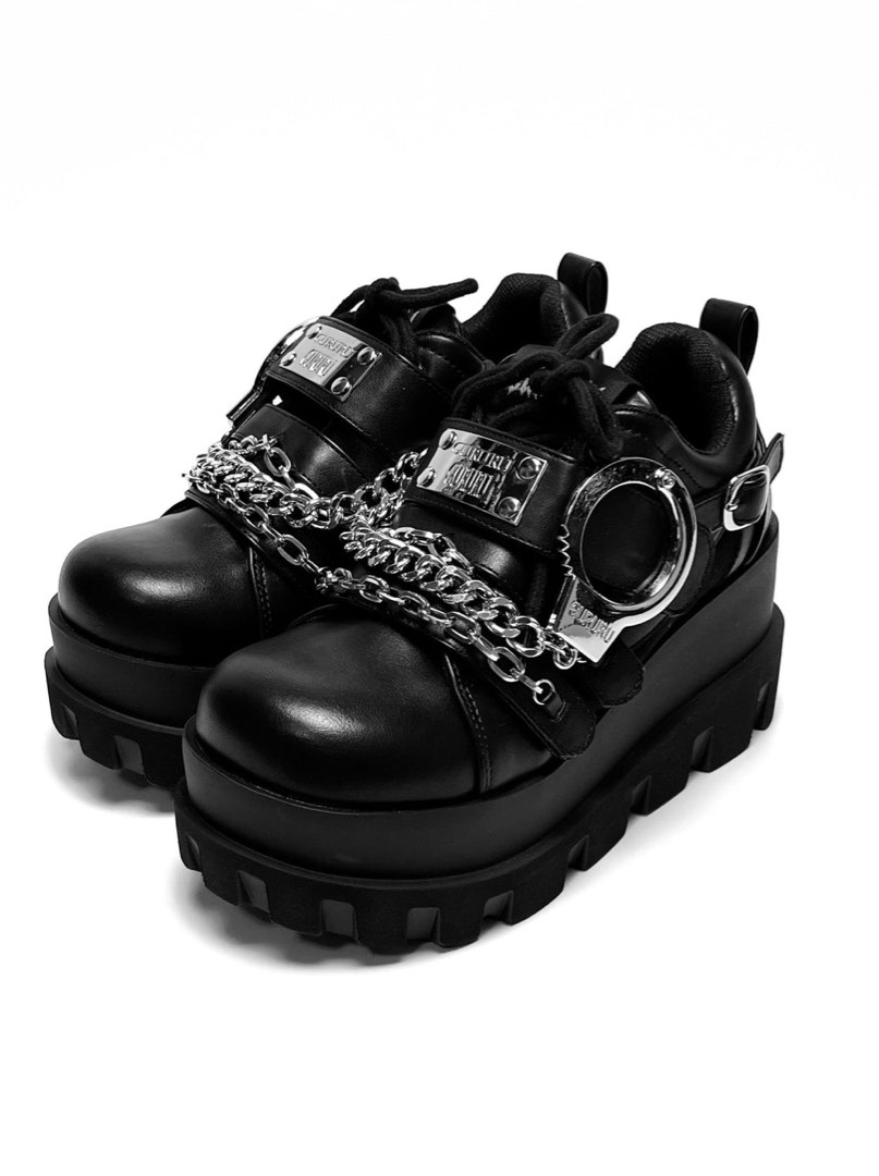 Y2K Gururu Handcuff Chain Velcro Platform Shoes | Goth/Grunge Shoes ...