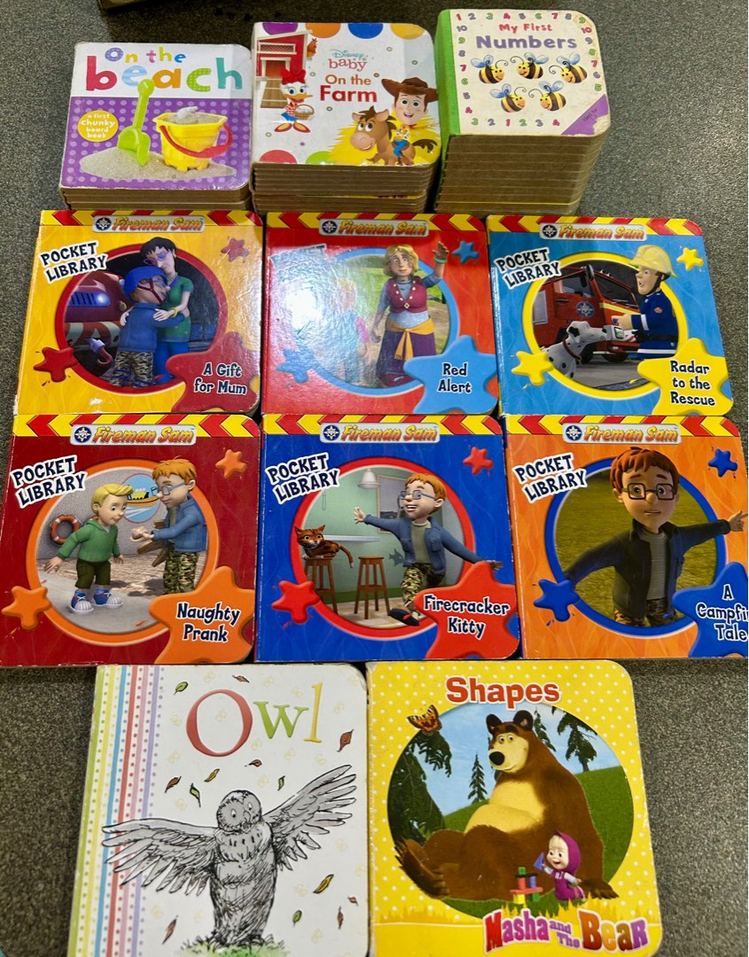 12pcs Mini Board books (Fireman Sam, Disney, counting, shapes, stories ...