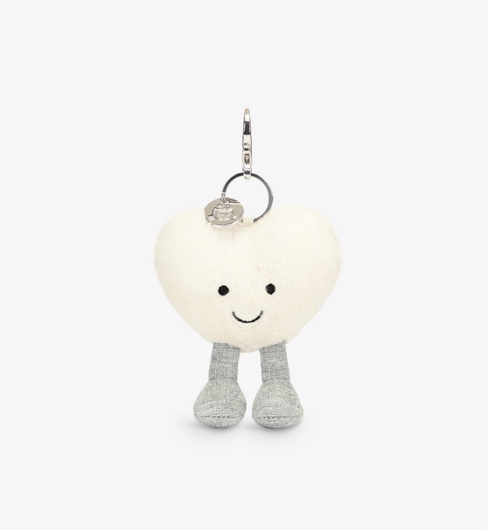 [現貨] JELLYCAT 白心匙扣 Heart Bag Charm / White 13cm, 女裝, 手錶及配件, 其他飾物 ...