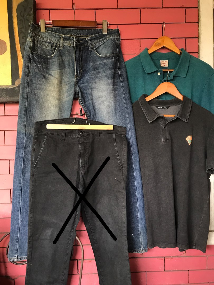 Bench denim pants and polo shirts bundle, Men's Fashion, Activewear on ...