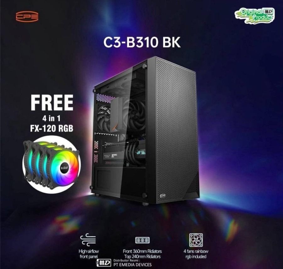 Casing PC COOLER / PCCOOLER C3-B310 mATX - Free 4 FAN RGB, Elektronik, Bagian Komputer ...