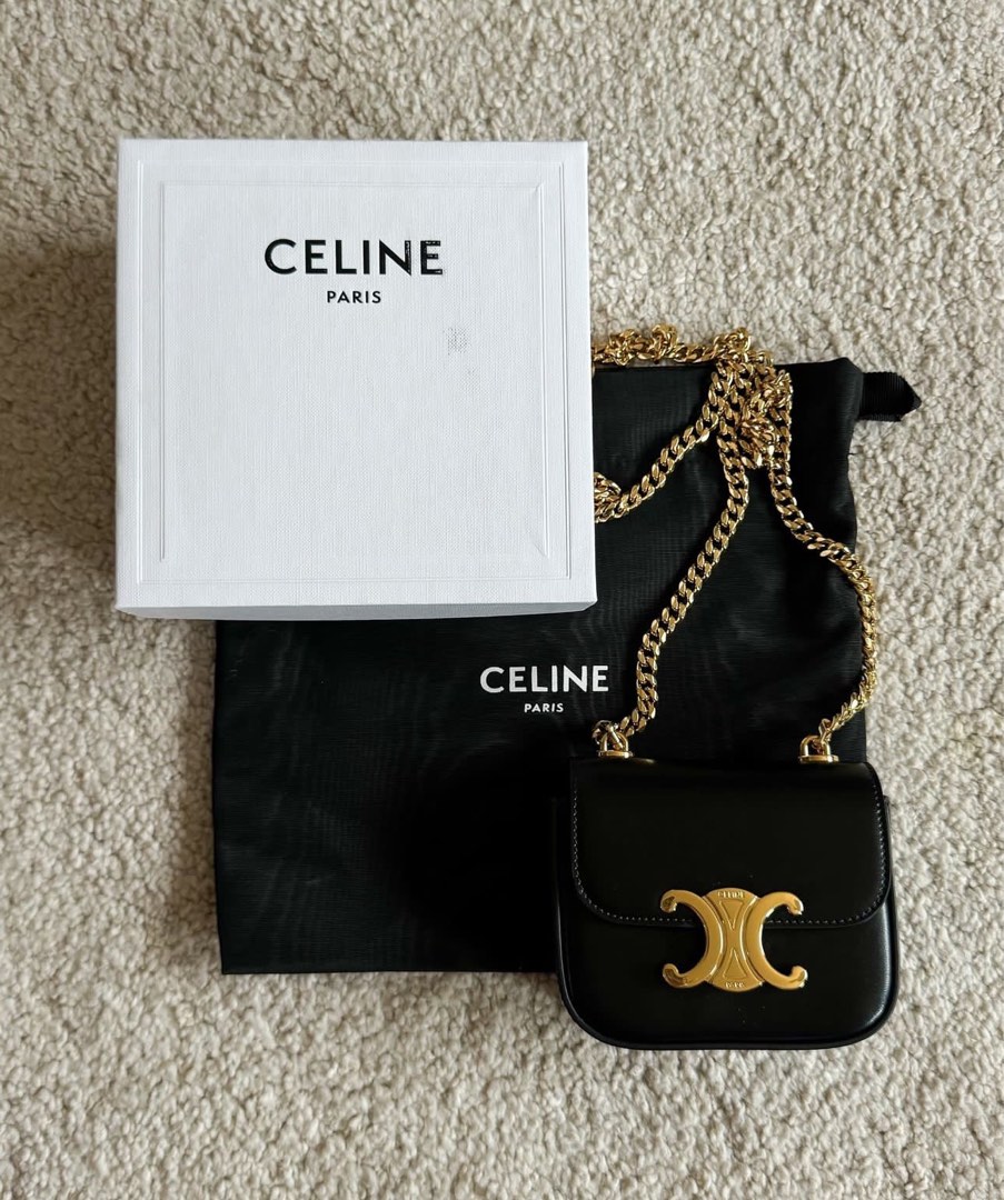 Celine Mini Chain Claude in Shiny Calfskin, Luxury, Bags & Wallets on ...