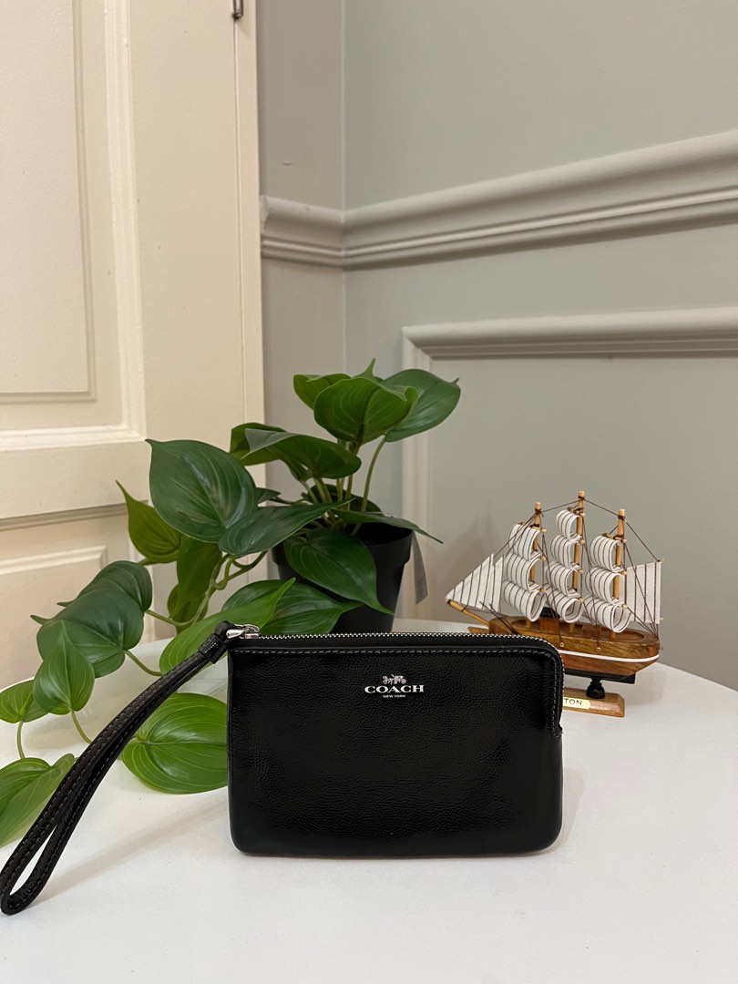 Coach Corner Wristlet Medium in Black/Silver, Luxury, Bags & Wallets on ...