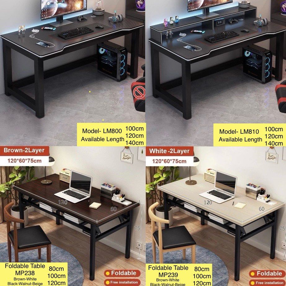 Computer Table Office Table Study Desk Gaming Table Foldable Table With ...