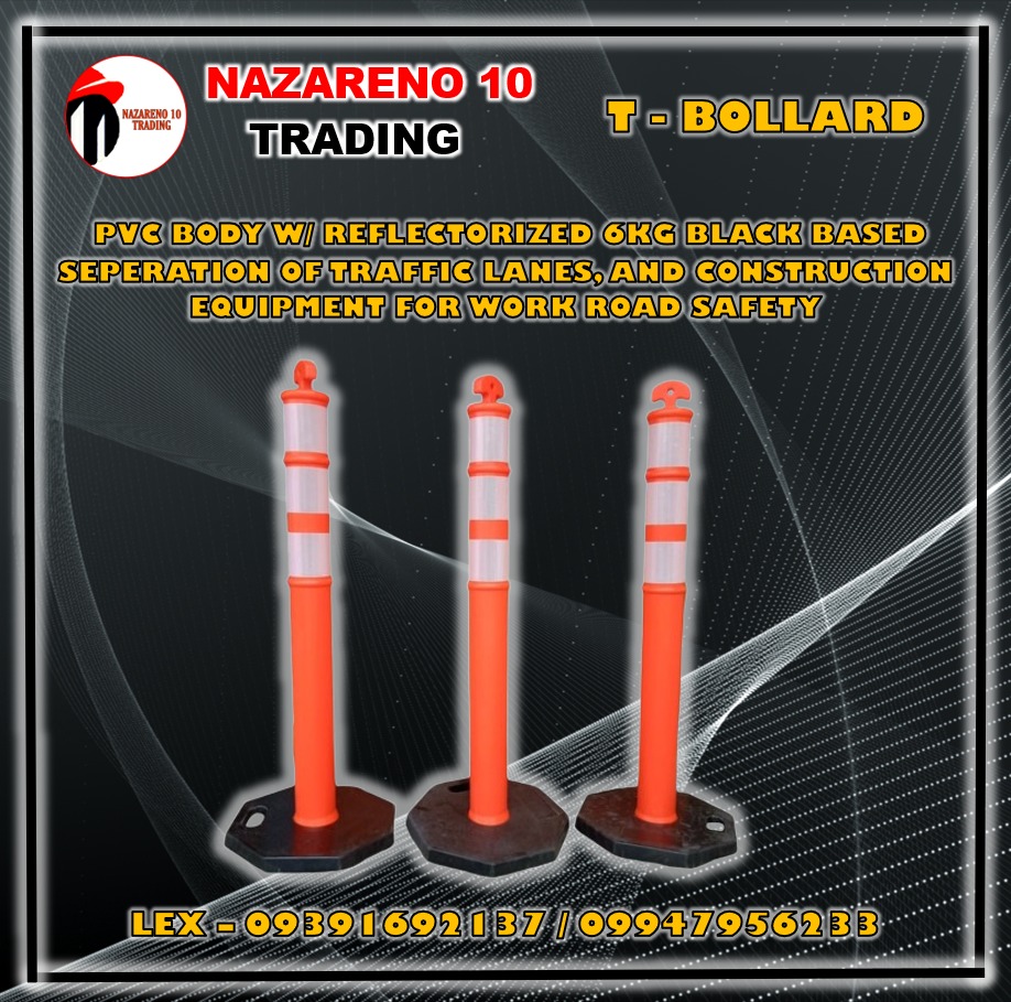 D bollard t bollard with 6kg blackbased with reflectorized, Commercial ...