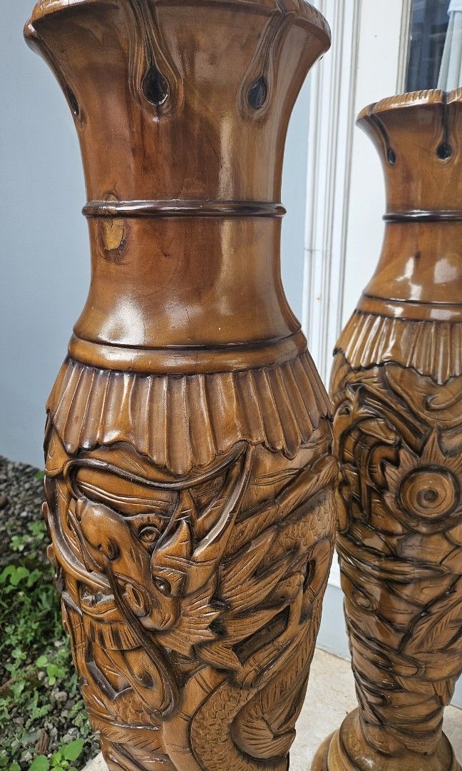 Guci kayu jati, Antik, Furnitur di Carousell