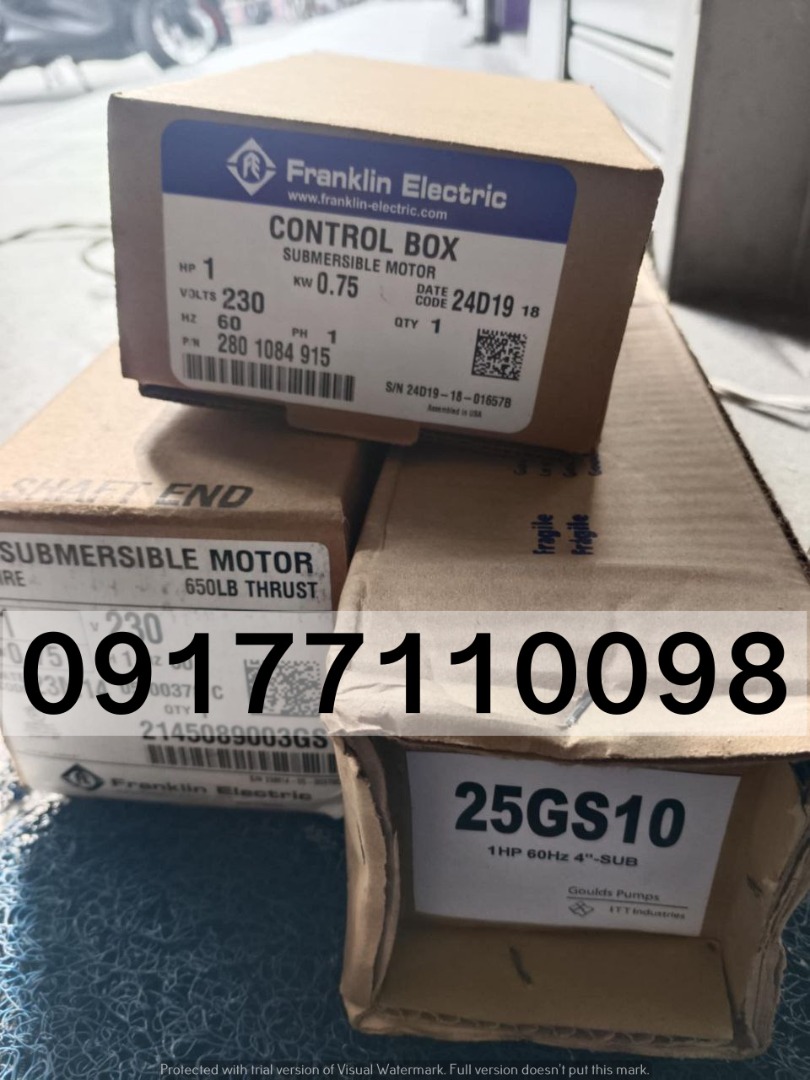 ITEM: FRANKLIN SUBMOTOR SPECS: 1HP SINGLE PHASE 230V WITH CONTROL BOX ...