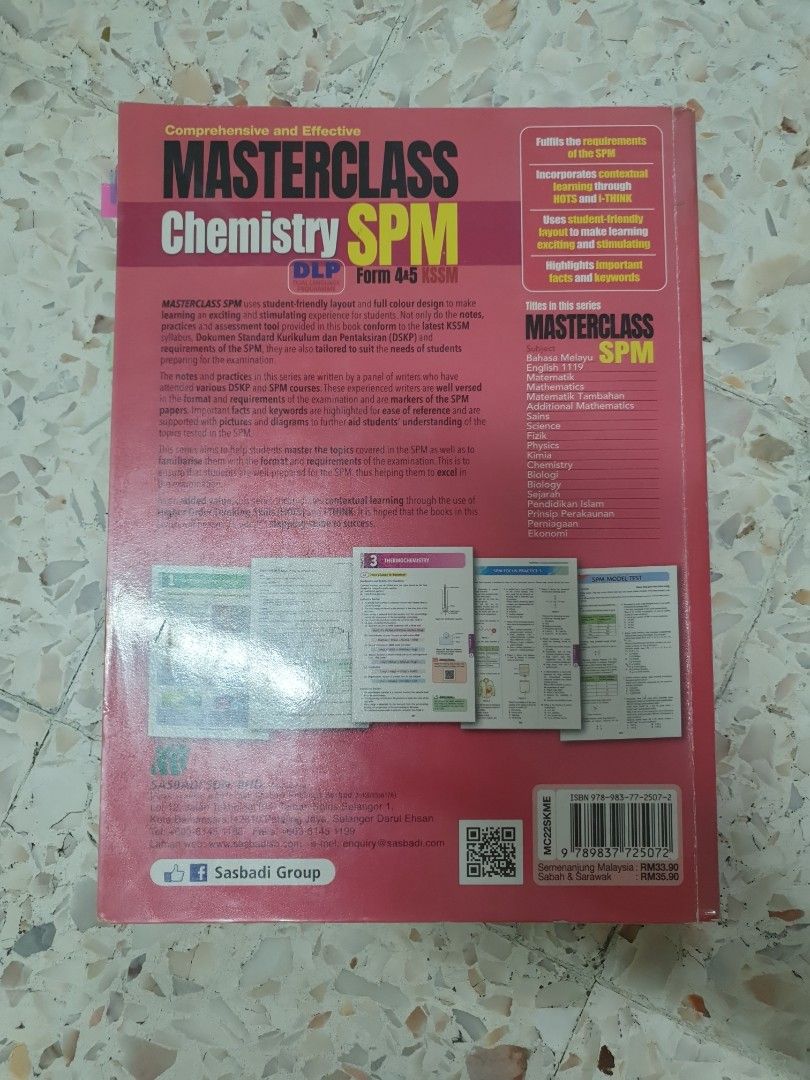 Masterclass chemistry form 4 & 5 kssm spm English sasbadi, Everything Else, Others on Carousell