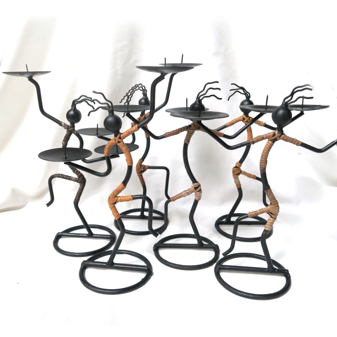 Object 160 Tempat Lilin Besi Tempa & Rotan Tarian Suku Rakyat Afrika ...