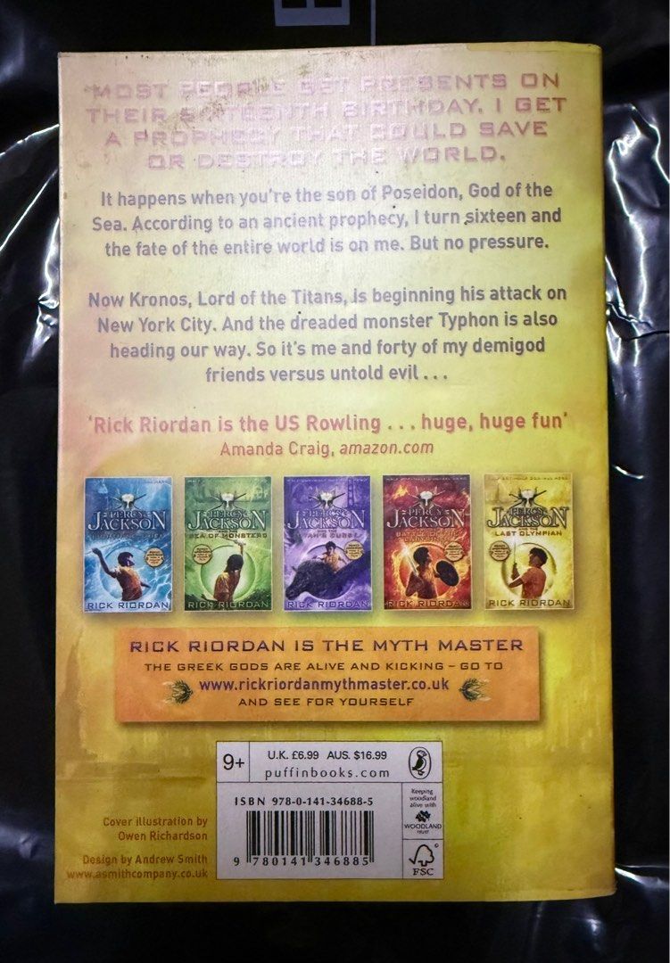 Percy Jackson and The Last Olympian by Rick Riordan Novel, Hobbies ...